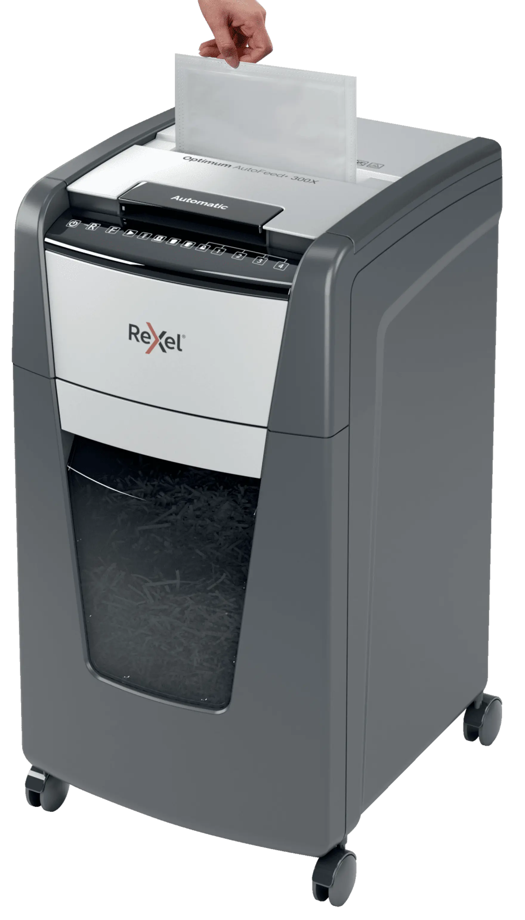 Rexel Optimum AutoFeed+ 300X Automatic Cross Cut Paper Shredder P4 | REXEL