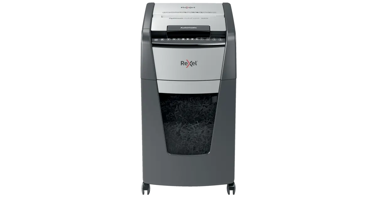Rexel Optimum AutoFeed+ 300X Automatic Cross Cut Paper Shredder | REXEL