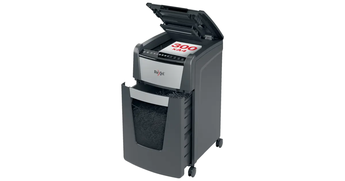 Rexel Optimum AutoFeed+ 300X Automatic Cross Cut Paper Shredder P4 | REXEL